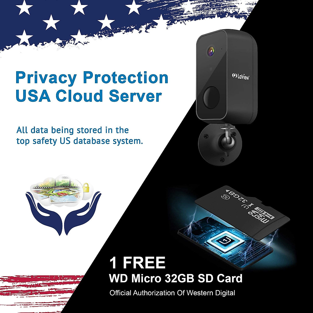 LaView Security Cameras Wireless Outdoor,1080P HD Battery Powered 9600mAh Wi-Fi Camera, Outdoor Security Cameras with AI Motion Detection,Night Vision,IP65 Waterproof,Include SD Card&USA Cloud Service