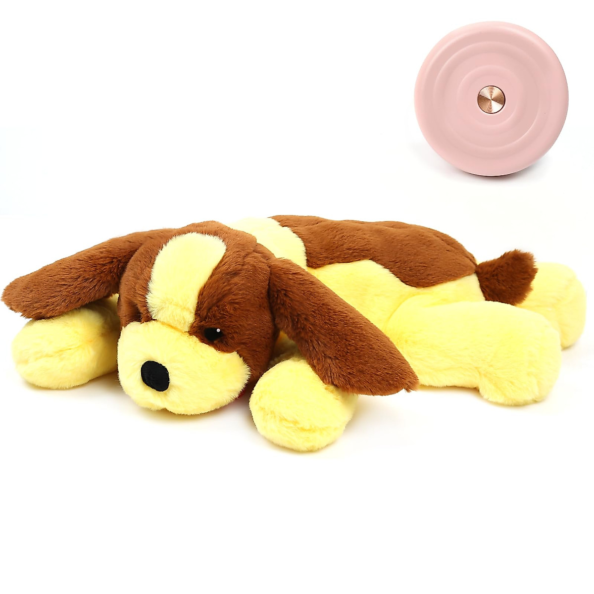 CZTNNZK Heartbeat Puppy Toy for Anxiety Relief, Dog Behavioral Aid Toy for Puppies Sleep Aid Separation Anxiety Soother,Newborn Puppy Sleep Aid Plush Toy,Plush Toys for Dogs.(Yellow)