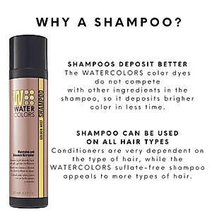 Watercolors Semi Permanent Color Depositing Shampoo. Sulfate & Paraben Free to Maintain & Enhance Hair Color 8 fl oz - GOLDEN MIST