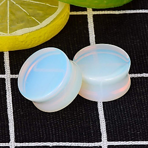 Stuppendux Opal Protein Stone Flared Flexied Ear Tunnels Expander Plugs Stretcher Kit Gauge 7/8" 22MM