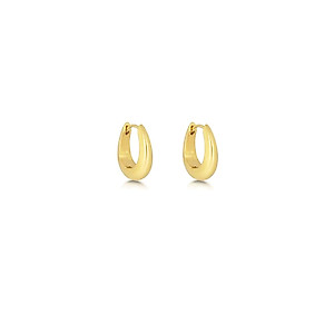 Hey Harper Iris Earrings Gold Huggie Hoop Earrings Dangle Drop - Waterproof & Sweatproof Dainty Gold Hoop Earrings for Women - Heart Pendant Earrings with 14K Golden Color PVD Coating