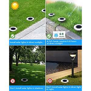 Biling Solar Outdoor Lights 12 Pack, Bright 12 LEDs Solar Ground Lights Waterproof, Flat Pathway Lights Solar Powered for Yard Walkway Garden Driveway (White)