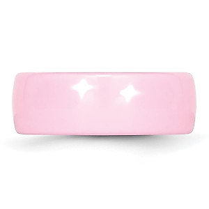 IceCarats Ceramic Pink 8mm Plain Classic Wedding Band Ring Size 5.00