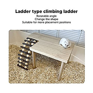 Hamster Wooden Platform, Hamster Climbing Ladder Toy Cage Accessories for Guinea Pigs Chinchillas Gerbils Hamster