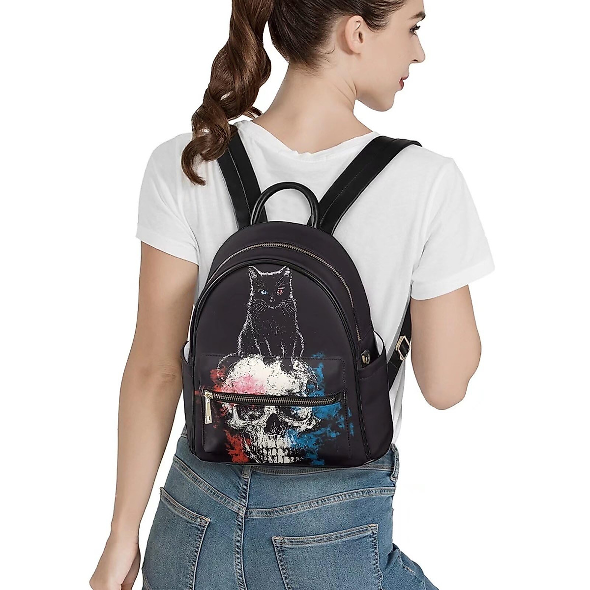 Snilety Brown Leopard Design Leather Daypack Casual Daily Use,PU Leather Shoulder Bag Portable Backpack for Boys Girls Teenager Large Capacity Bookbag with Adjustable Straps Bags