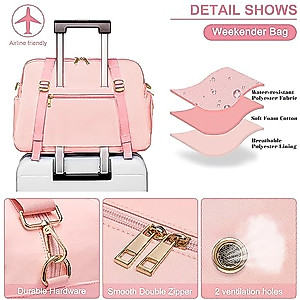 Sports Gym Bag for Women, Sport Duffle Workout Bags with Shoe Compartment & Wet Pocket, Small Womens Gym Bags, A-pink