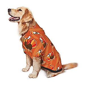 Large Dog Hoodie Turkey-Stripes-Orange-Thanksgiving Pet Clothes Sweater with Hat Soft Cat Outfit Coat Small