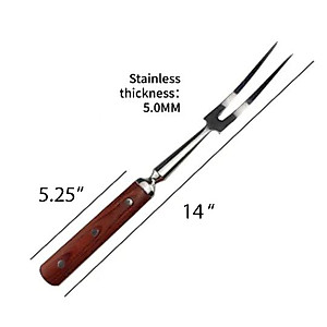 Sunrise Kitchen Supply Forged Full Tang Carving Fork with Wood Handle (14")