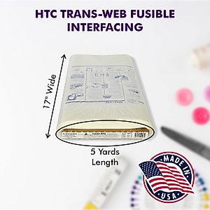 Superpunch Trans-Web Fusible Web HTC4000-7 - 17'' Wide, Clear Lightweight Fusible Interfacing for Accurate Tracing & Machine Washable- Iron on Applique, 100% Polyamide Web, Sold in 5 Yard, Made In USA