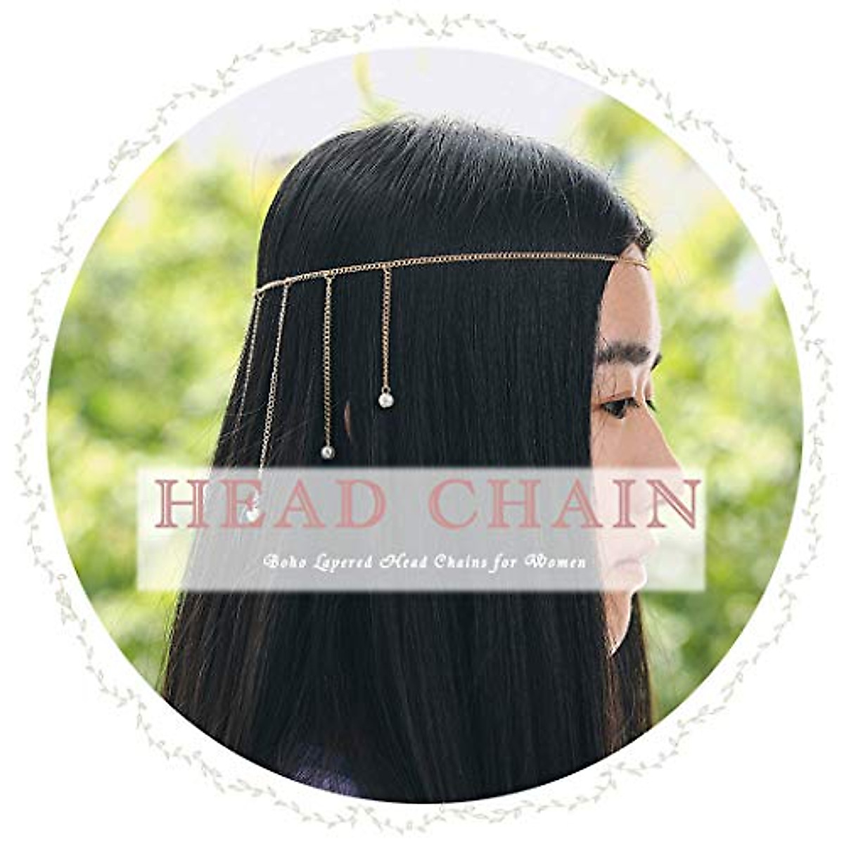Urieo Bohemian Head Chain Peal Tassel Headpiece Wedding Festival Prom Headband Hair Accessories Jewelry for Women and Girls(Gold)