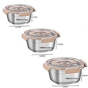 CHENMUYI Stainless Steel Food Containers with Lids Stainless Steel Lunch Bento Box Kitchen Snack Storage Containers Reusable&Stackable Metal Container for Home, Travel, Work, Party, Leftovers (white)