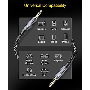 BlueRigger 3.5mm Stereo Audio Cable (15FT, 24K Gold Plated Jack, Auxiliary Cable, Male to Male, Hi-Fi Sound) – Aux Cord for Headphones, Home Car Stereo, Speaker, Amplifier, Phones, Tablets, Laptops