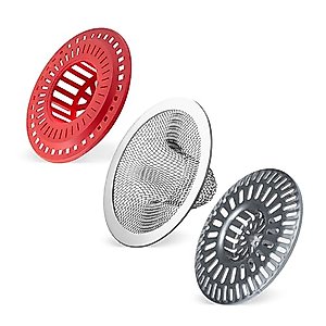 Drain Cover Kitchen Sink - Plastic & Stainless Steel Sink Strainers Set of 3 - Hair Drain Catcher Bathtub 2.75 & 2.36 & 3.10 Inches