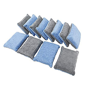AuInLand Wax Applicator Sponge, Microfiber Applicator Pad, Foam Waxing Pads, 24 Packs, Blue & Grey