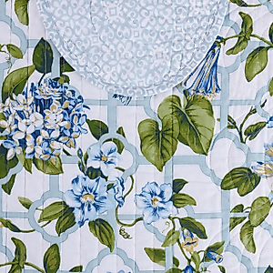 Waverly Grand Arbor Printed 3 Piece Cotton Bedspread Set, Luxurious All Season Bedding Set, Includes Bedspread and 2 Pillow Shams, Machine Washable King Bed Set, Blue