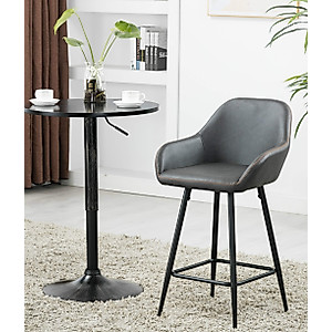 BTEXPERT Set of 2, 29 inch Bucket Upholstered Accent Dining Bar Chair, Vintage Gray Barstools (2) (5091H-2)