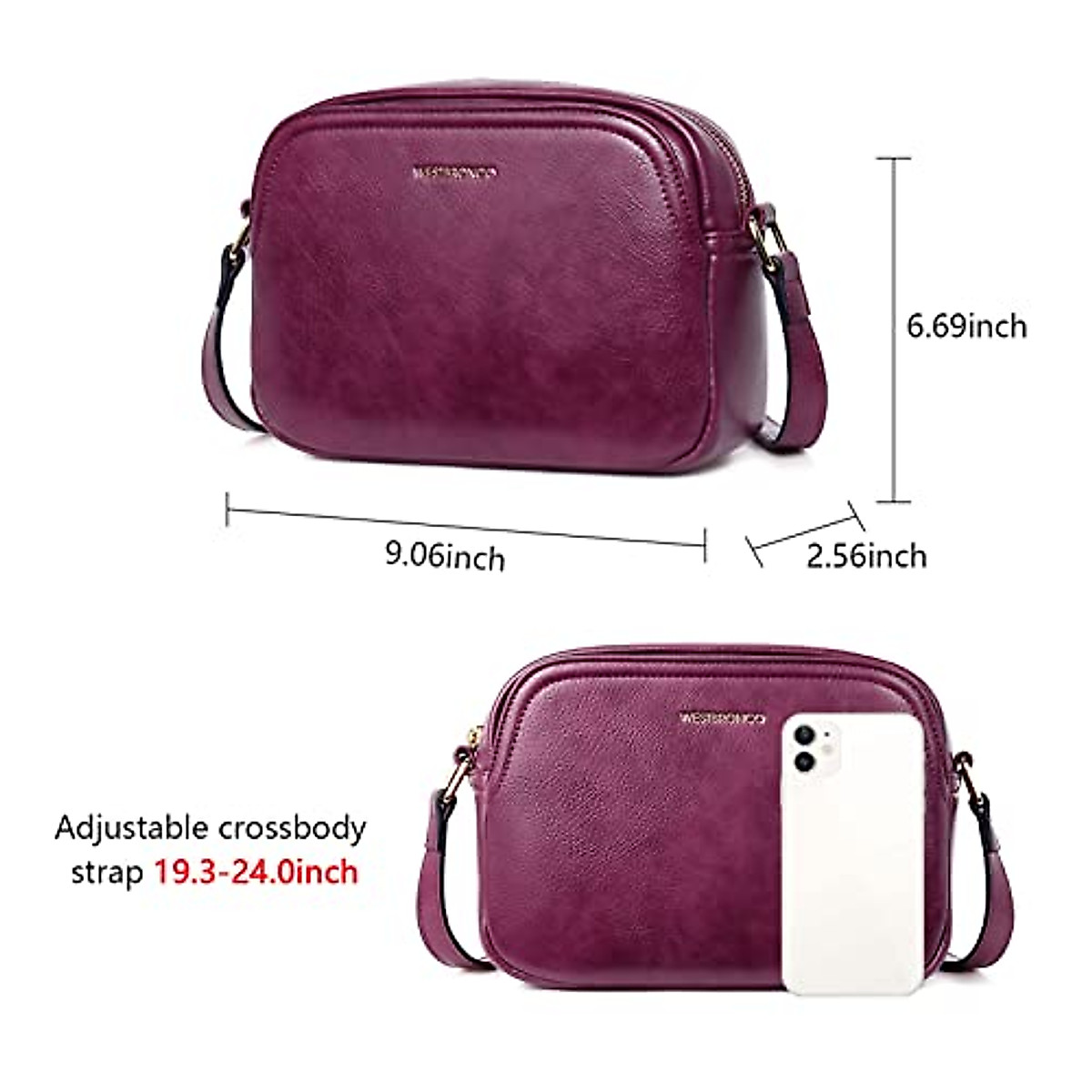 WESTBRONCO Crossbody Bag for Women Vegan Leather Wallet Purses Satchel Shoulder Bags Small Size