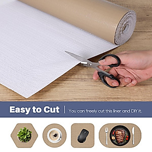 StaHom Drawer Liner, Shelf Liners for Kitchen Cabinet Waterproof & Oil-Proof Cupboard Liner Non-Slip Drawer Mat PVC Material Non Adhesive Kitchen Liner for Countertop Beige 11.8 x 59 Inches