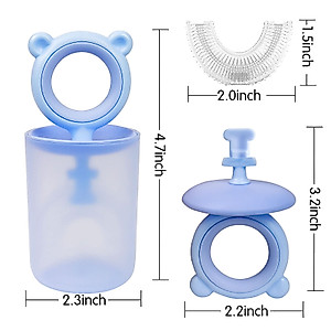 COLOROUND 2 Pack Kids U Shaped Toothbrush for Toddlers Age 2-6, Silicone Baby Toothbrush with Storage Cup, Baby Manual Training Toothbrush 360° Oral Teeth Care for Children