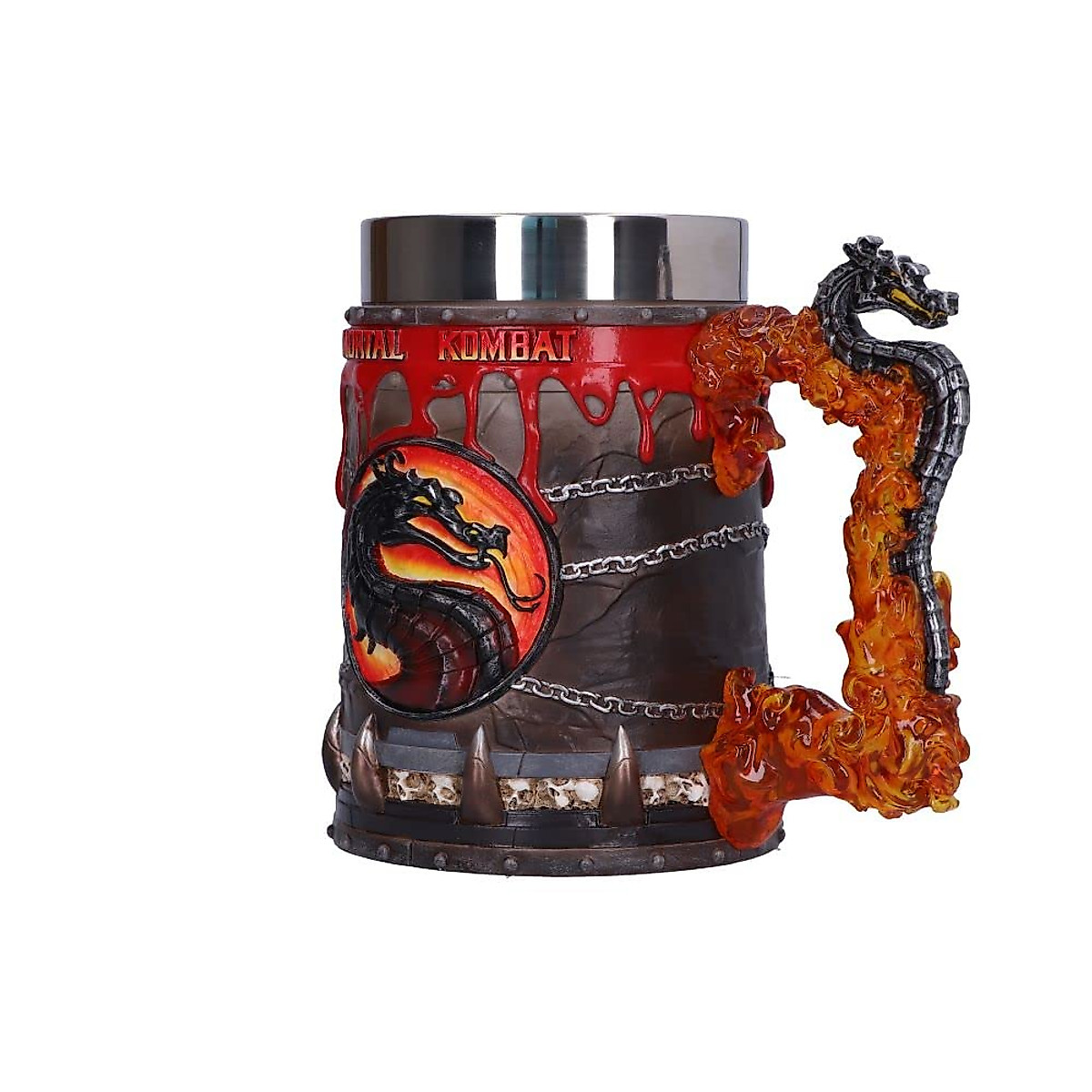 Nemesis Now Video Game Merch Tankard, Hand-Painted Resin Beer Mug, Stainless Steel Removable Insert, Gamer Gifts, 15.5cm - Mortal Kombat