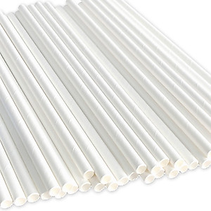 100 White Biodegradable Paper Straws co-Friendly Biodegradable Drinking Straws Bulk for Party Supplies, Bridal/Baby Shower, Birthday, Mixed Drinks, Weddings, Restaurant, Food Service, Drink Stirrer