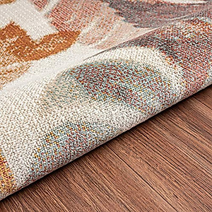 Lr Home Ox Bay Hibiscus Honey Botanical Tropical Woven Area Rug, Cream/Orange, 5'3" x 7'10"