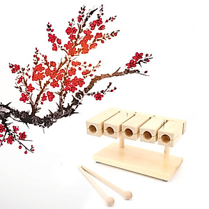 Wood Percussion Block Maple Percussion Rhythm Clapper 5 Tones with Hammer for Temples Yoga Preschool Education Venues