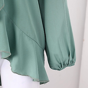 Blouse for Women Long Sleeve Kimloog Fashion Women Autumn Loose Long Puff Sleeve Soid Sweatshirt Top Blouse Red