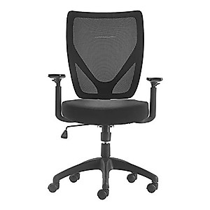 Serta Production Office Chair with Nylon Base, Adjustable Ergonomic Midback Lumbar Support, Breathable Mesh Back, Black