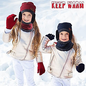 Liitrsh 24 Pcs Kids Winter Hat Scarf Glove Earmuffs Set Knitted Beanie Caps Gloves Mittens Earflaps for Boy Girl 2-8 Years(Multicolor)