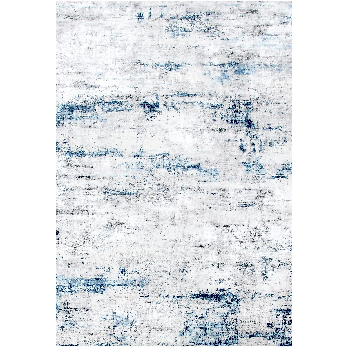 Area Rug Living Room Rugs: 8x10 Large Soft Indoor Carpet Modern Abstract Rug with Non Slip Rubber Backing for Under Dining Table Nursery Home Office Bedroom White Gray Blue