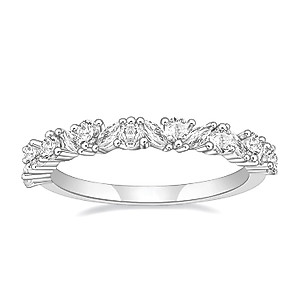 SHINYSO Silver Wedding Rings for Women Cubic Zirconia Eternity Ring CZ Thin Stacking Engagement Rings for Women Size 6