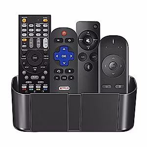 suptek Remote Control Holder Wall Mount，Hole-Free TV Remote Holder (for 3 or 4 Remotes, Black, Quantity 1)