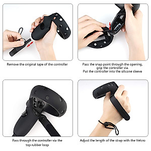 KIWISMART Touch Controller Grip Cover & Knuckle Strap for Oculus Quest/Oculus Rift S Touch Controller Grip Accessories with Adjustable Wrist Strap (Not for Oculus Quest 2)