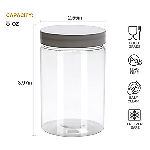 Accguan 25Pack 8oz Plastic Jar Storage Container with White Lids Airtight Clear Wide-mouth Slime Storage Jars for Cosmetic Cream Light Clay