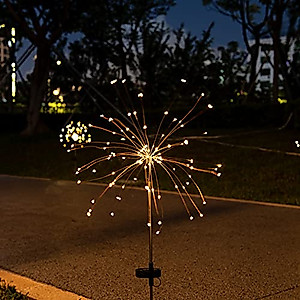 Mafiti Solar Garden Lights Outdoor,2 Pack Each 120 LED Solar Fire Work Lights, DIY Waterproof Solar String Lights for Patio,Yard Decoration(Warm White) (2, White)