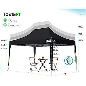 Quictent Privacy 10x15 EZ Pop up Canopy Tent Instant Folding Party Tent Photo Booth with Sidewalls and Wheeled Carry Bag Waterproof (Black)