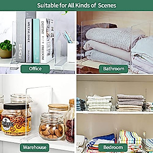 MIVERYEA Acrylic Shelf Dividers, Clear Shelf Divider for Closet Organization 6 Pack Plastic Shelve Divider for Clothes Purses Separators