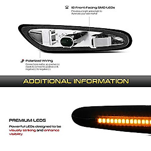 VIPMOTOZ Dark Smoked Lens Full LED Front Fender Side Marker Light Turn Signal Lamp Assembly Replacement For BMW E82 E88 E90 E91 E92 E93 E60 E61 E83, Driver & Passenger Side