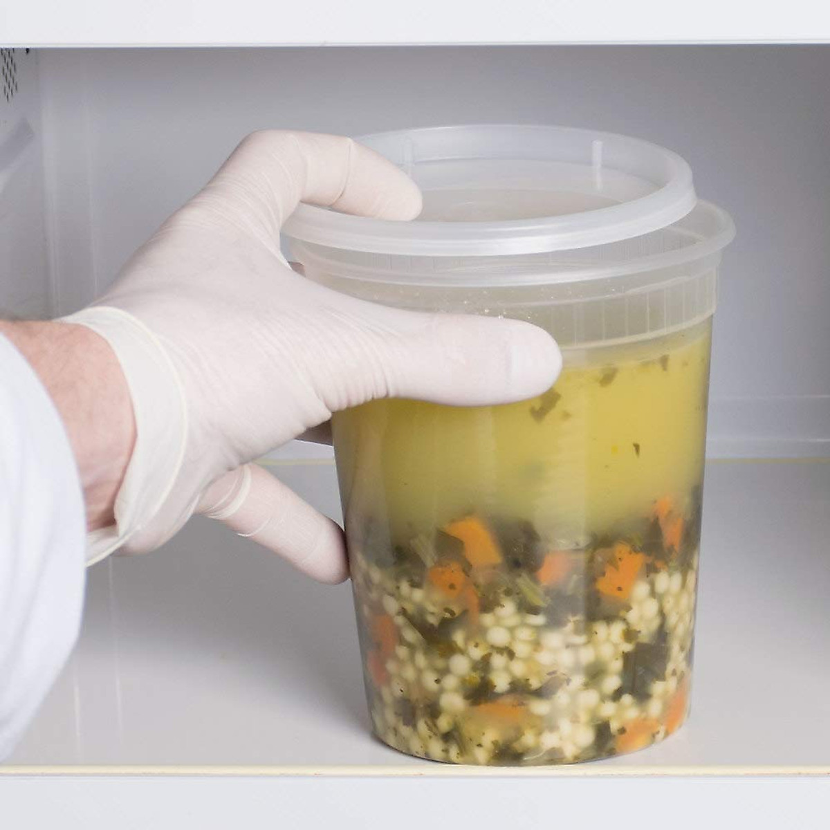 Generic Deli Containers with Lids 32 OZ Microwavable Translucent Clear Plastic Quart Containers with Lids - 50/Case - Durable, Safeware - Ideal for Meal Prep Airtight Lids