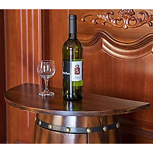 Vintiquewise Wooden Wine Barrel Console, Bar End Table Lockable Cabinet