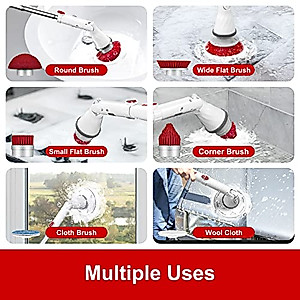 iMMDOKIN Electric Spin Scrubber, Cordless Shower Scrubber with 6 Replaceable Brush Heads and Adjustable Extension Handle,Household Electric Power Cleaning Brush for Bathroom Grout Tub Tile Floor Wall