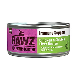 Rawz Natural Premium Pate Canned Food for Cats +ALGAL OIL, ANTIOXIDANTS AND EPA & DHA for Immune Support -12 Pack Cans Variety Flavor Bundle Pack -3 Flavors - with Hotspot Pets Can Lid - (5.5 oz Cans)