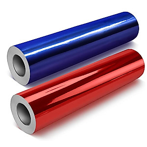 VViViD DECO65 Chrome Gloss Bundle 2 Rolls of 7ft x 1ft Craft Vinyl Wrap (Blue & Red) - M0