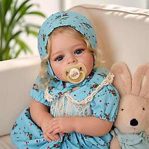 JIZHI Lifelike Reborn Baby Dolls - 18 Inch Realistic-Newborn Baby Dolls Blond Girl Handmade Real Life Toddler Dolls with Clothes for Kids Age 3+