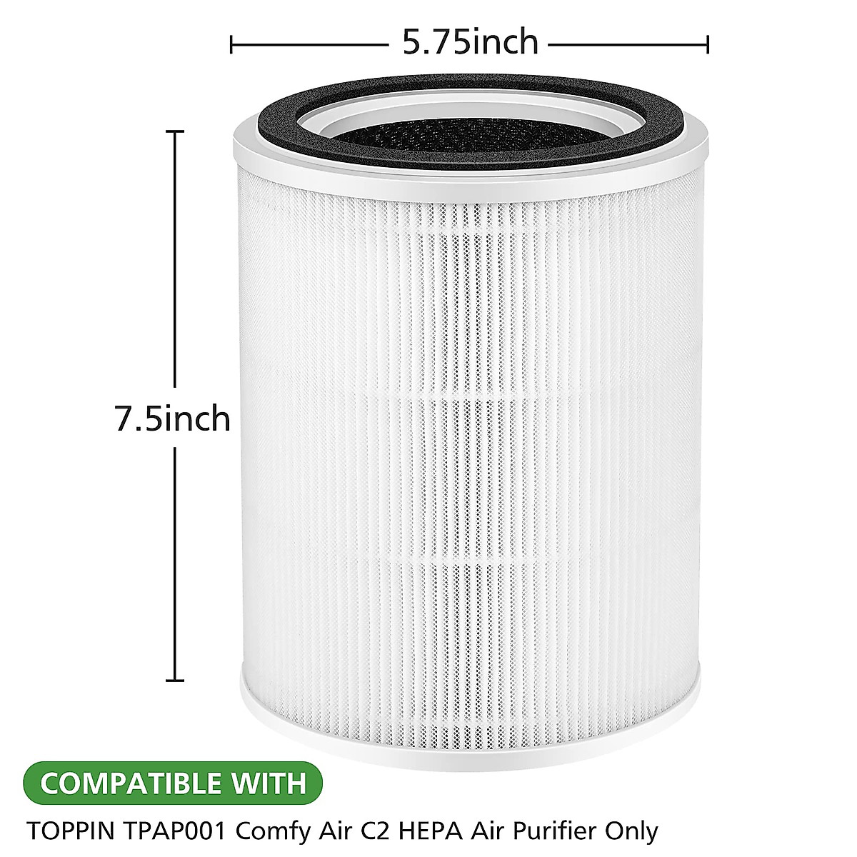 TPAP001 H13 True HEPA Air Filter, Only Compatible with TOPPIN TPAP001 Comfy Air C2 Air Purifier, H13 True HEPA Filter for TOPPIN TPAP001 Filter, TPFF001【Not Fit TPAP002 TPAP004 TPAP005 】