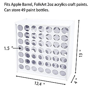 Sanfurney 49 Holes Craft Paint Storage Organizer Vertical Paint Rack Stand for Apple Barrel, Folkart -2oz Craft Paints, Wall-mounted