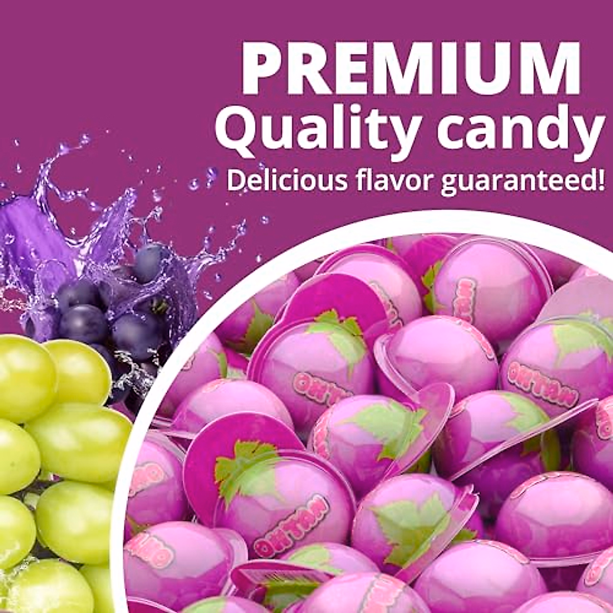Gummy Candy - Large Jelly Filled Gummies - Grape Candies Filled with Grape Jam - 17 Pcs Individually Wrapped Chewy Candy Gummies in Jar - 1.18 Inches Big Fun Kids Candy - Easter Egg Stuffers