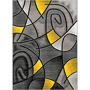 HR-Chocolate Brown/Beige/Mocha/Black/Abstract Area Rug Modern Contemporary Circles | Living Room Rug with Wavey Swirlls Design Pattern (2' x 7' Runner)