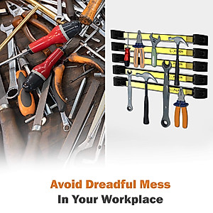 ALIEN SYSTEM Magnetic tool holder strip 5 Pack (60" total) - Tough PVC Sticker coated Magnet strip for tools - Get your tools organized